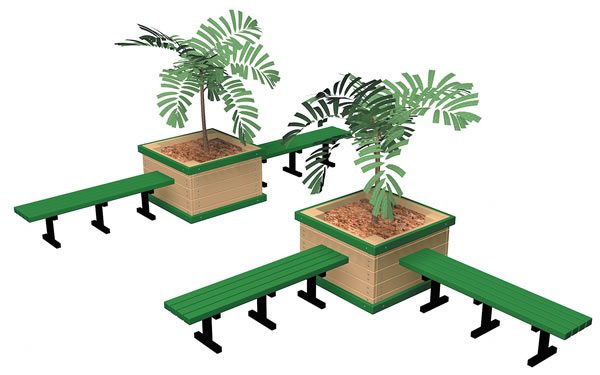 Recycled Plastic Planter with 2 Benches